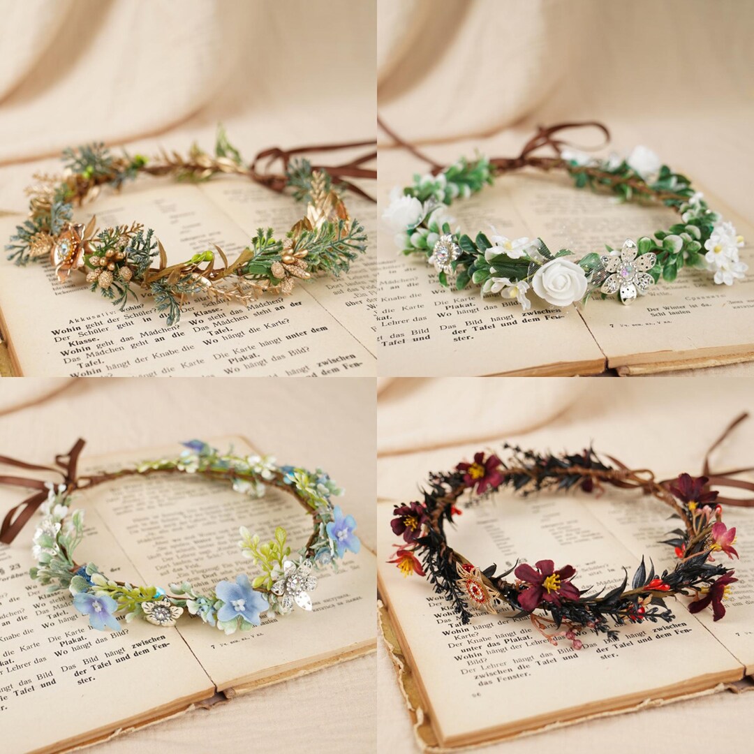 Flower Circlet Metal Flower Fairy Crown for Women Woodland Elven Headpiece Elf Tiara Rustic ...