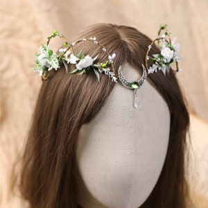 Woodland Wedding Tiara: Fairy Flower Crown With Moon - Etsy