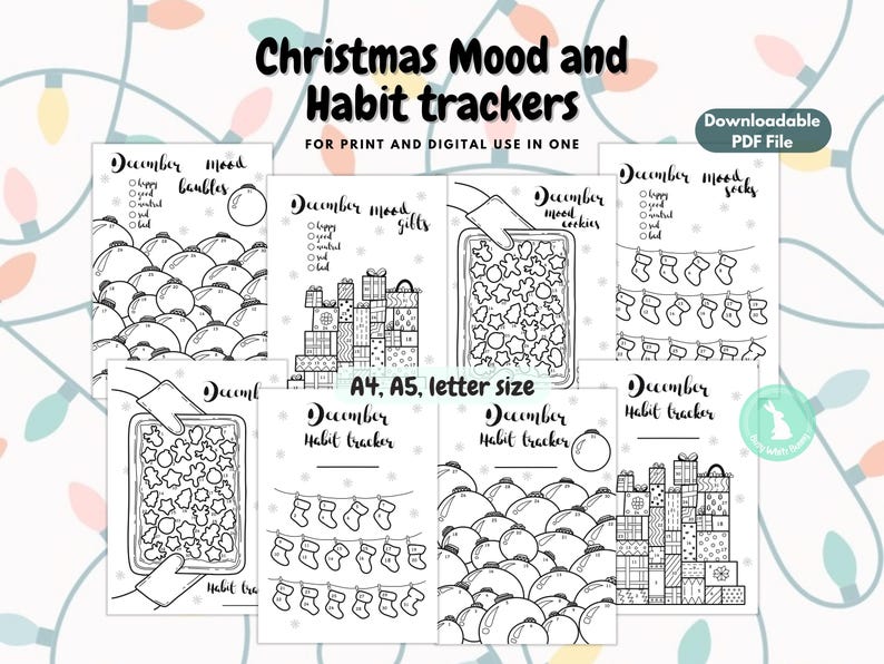 Christmas Mood & Habit Tracker PRINTABLE Journal Page Planner Page ...