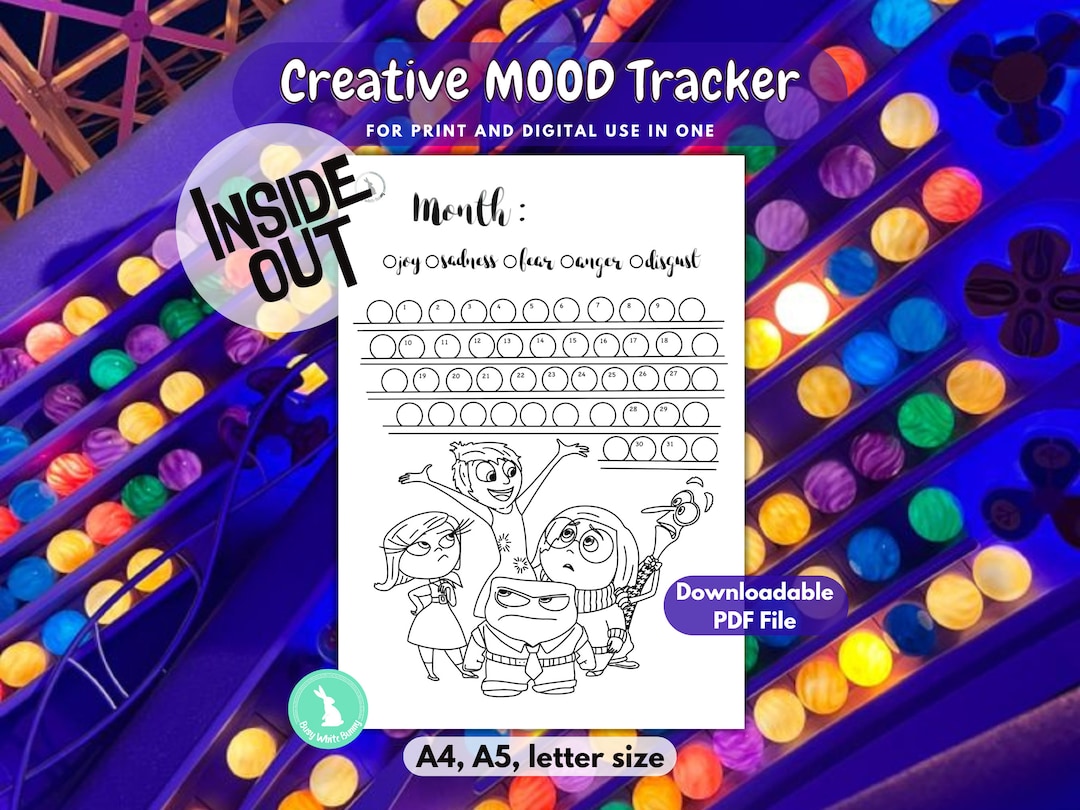 Inside Out Mood Tracker: Printable Emotion Regulation (digital Download ...