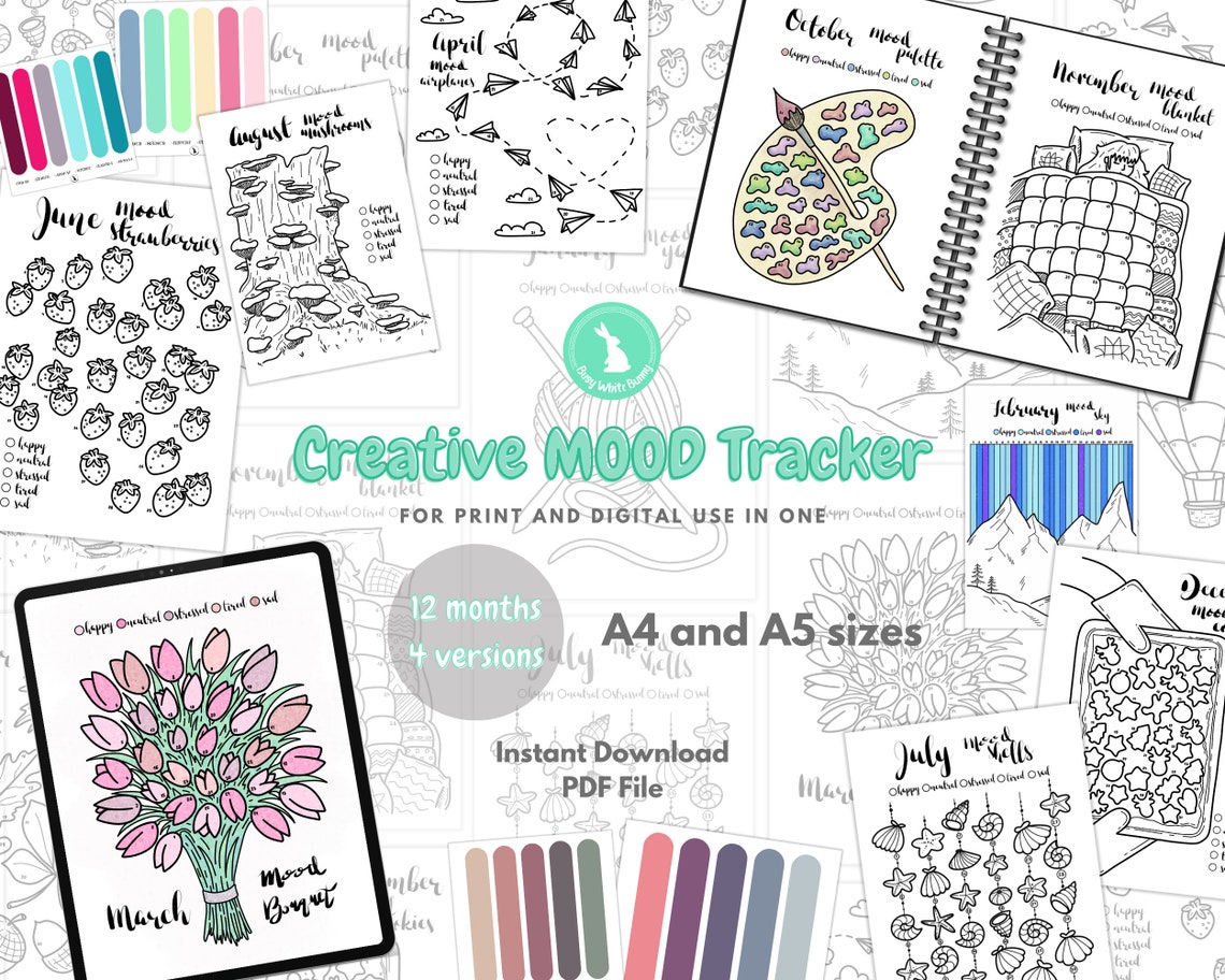 Creative MOOD Tracker, Premade Bullet Journal Template, Printable ...