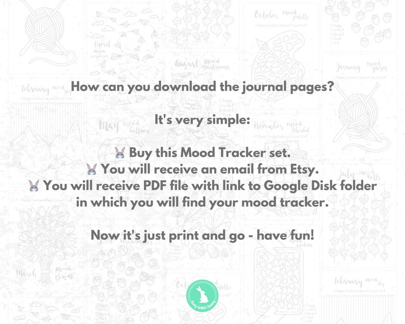 Creative Mood Tracker, Printable Monthly Bullet Journal (PDF Pattern ...