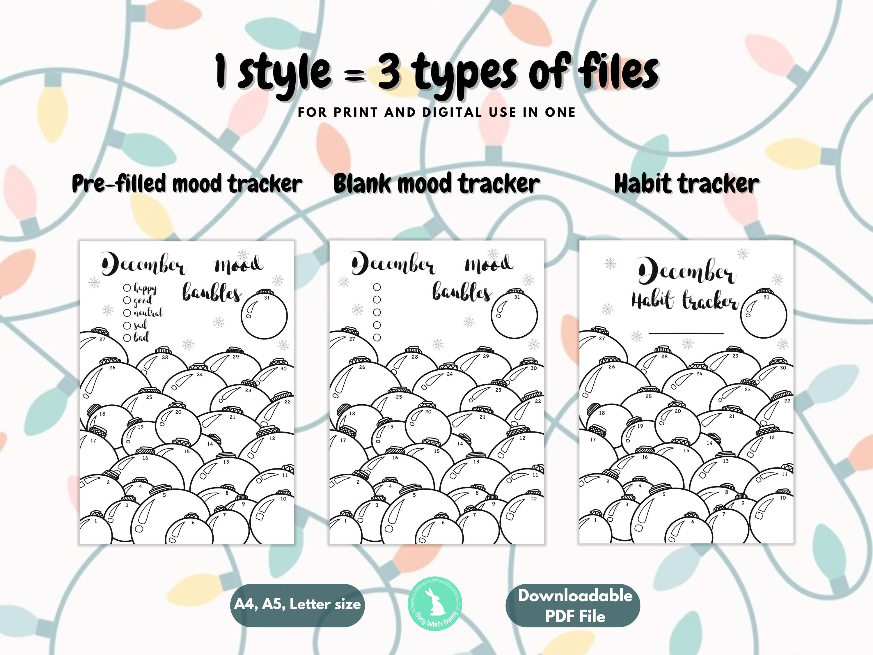 Christmas Mood Habit Tracker: Printable Journal Template (PDF Pattern ...
