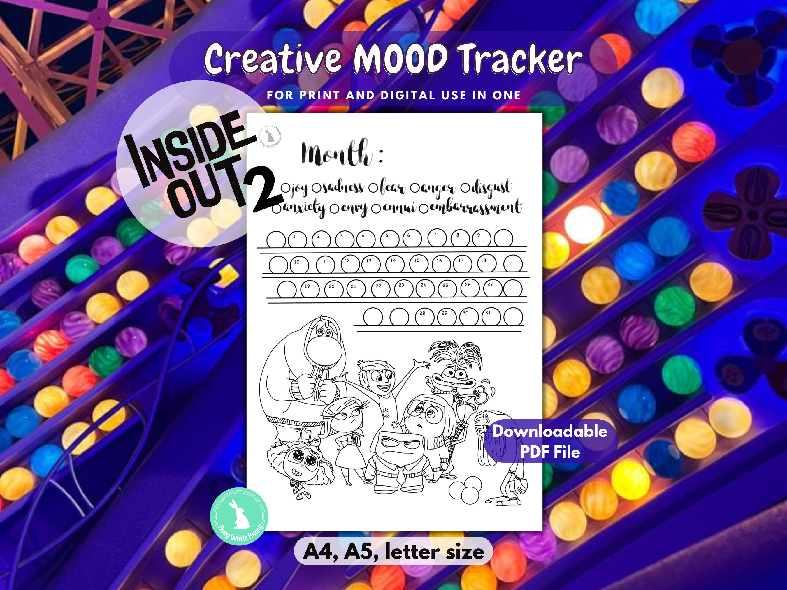 Inside Out 2 Mood Tracker Printable: Daily Emotion Regulation (digital ...