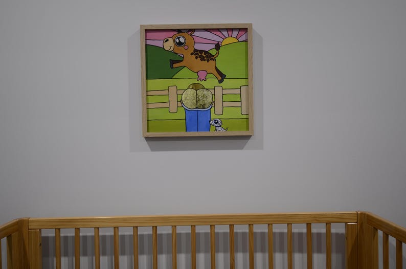 The Cow Jumps Over the Moon Wall Art Print: New Take on Nursery Rhyme ...