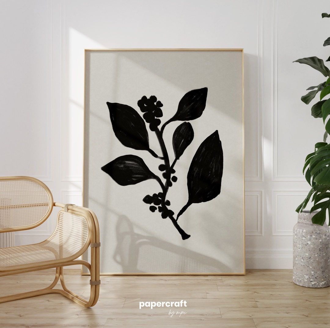 Abstract Botanical Flower Art, Printable Wall Art, Mid Century, Neutral ...