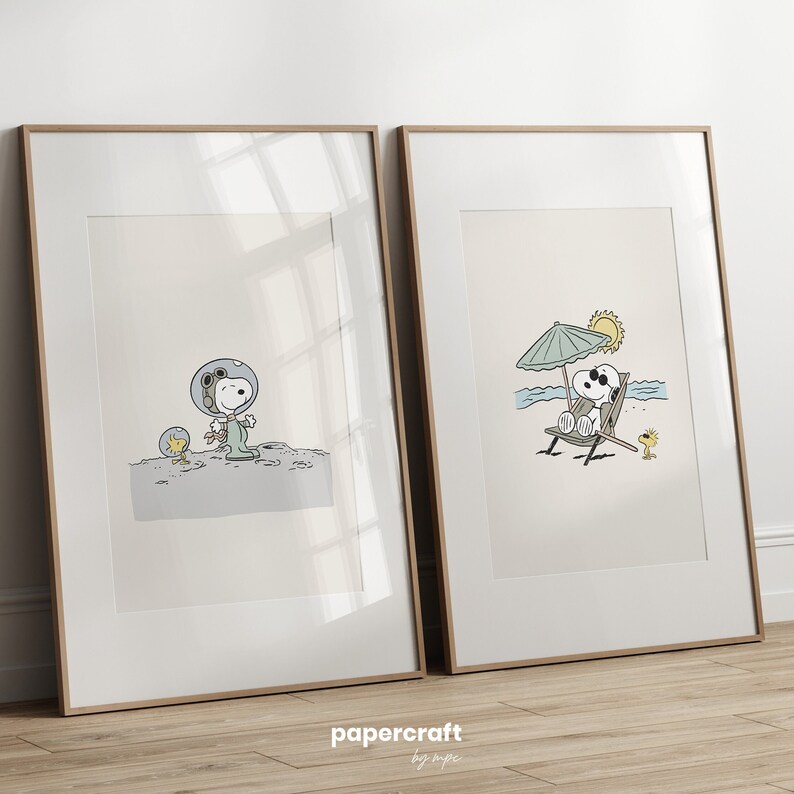 Nursery Poster, Wall Art for Kids. Snoopy Set, Wall Art, Digital Print ...