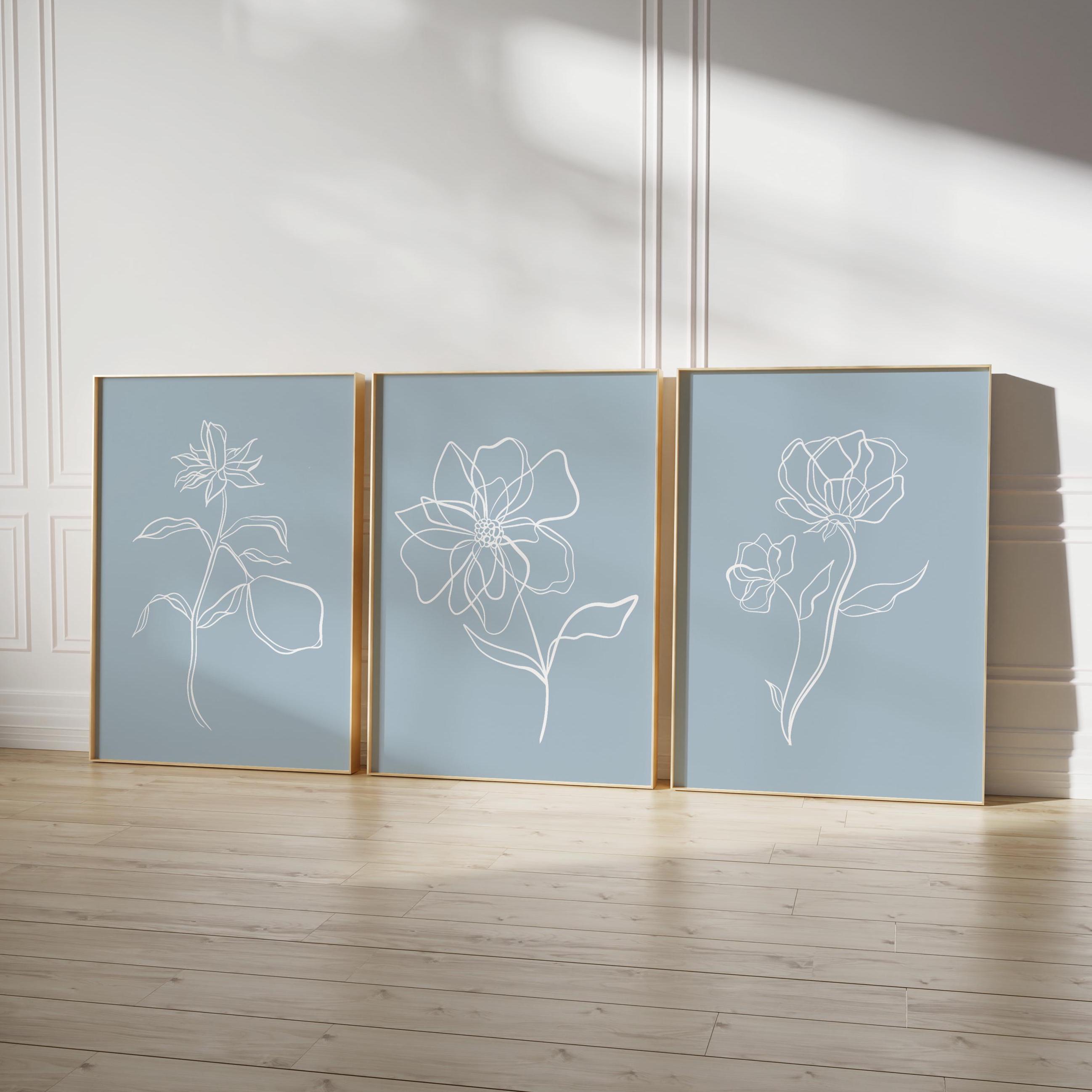 Set of 3 Wall Art, Blue Gallery Wall, Digital Prints, Poster Decor ...