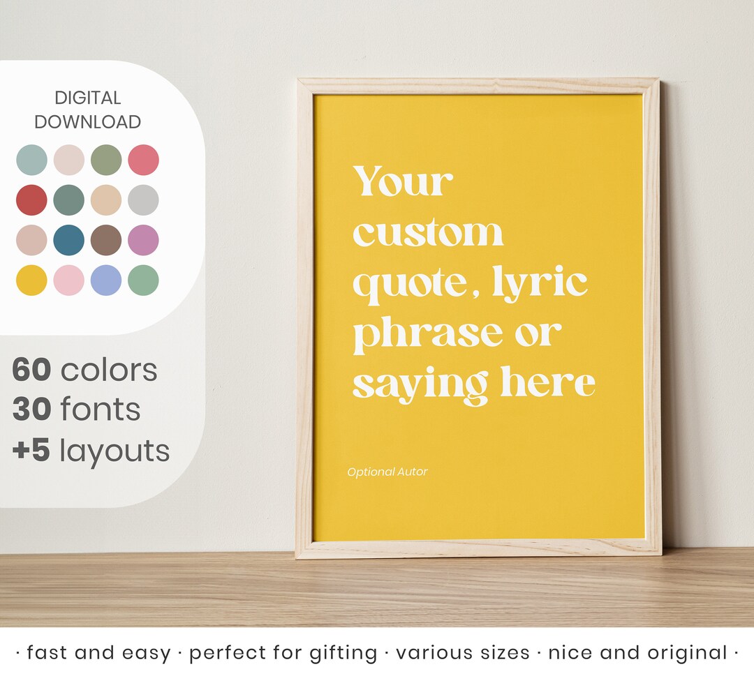 Custom Quote Print Downloadable, Custom Poster Print, Custom Quote Sign ...