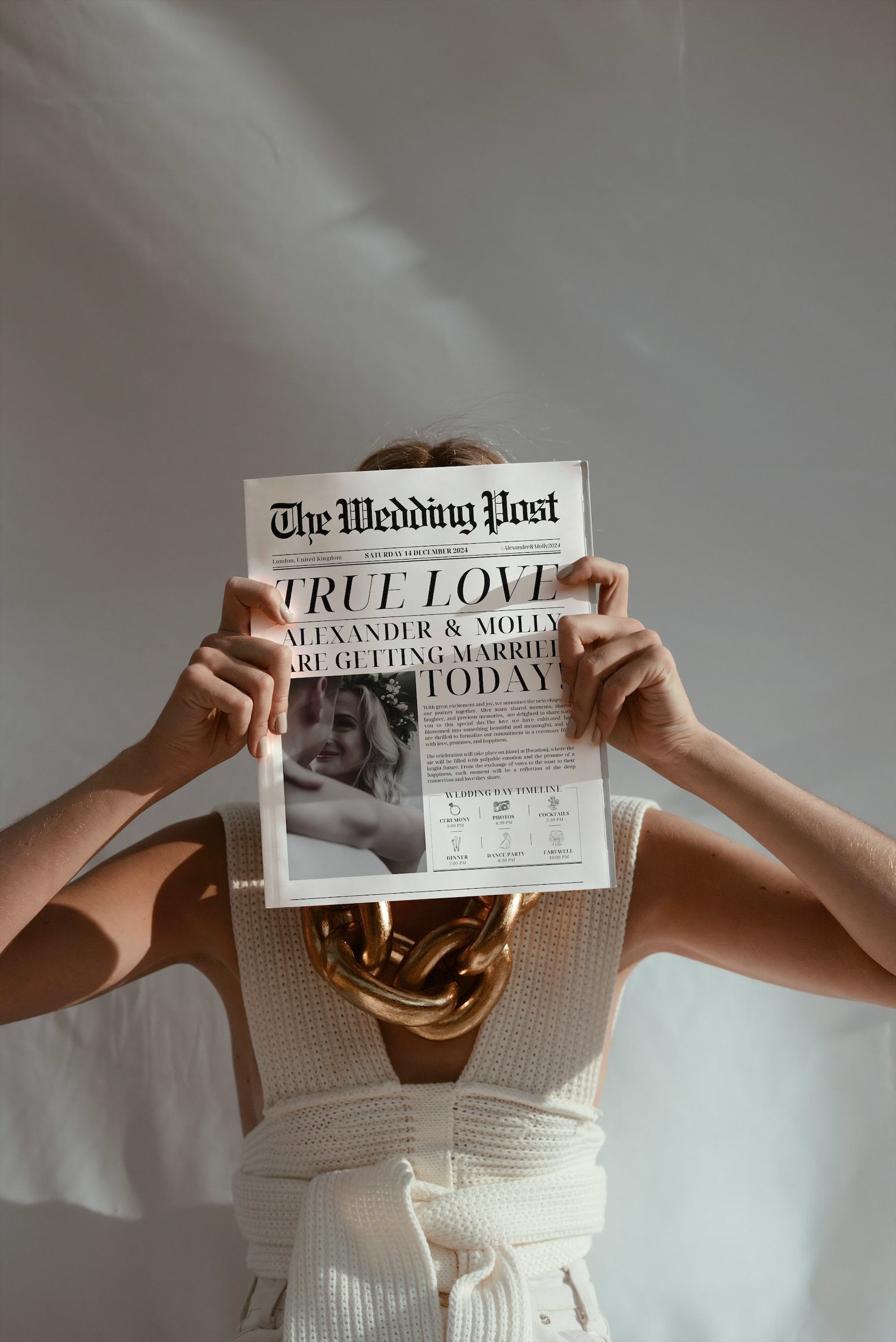Cute Wedding Newspaper Canva Edit, News Paper Program Template ...