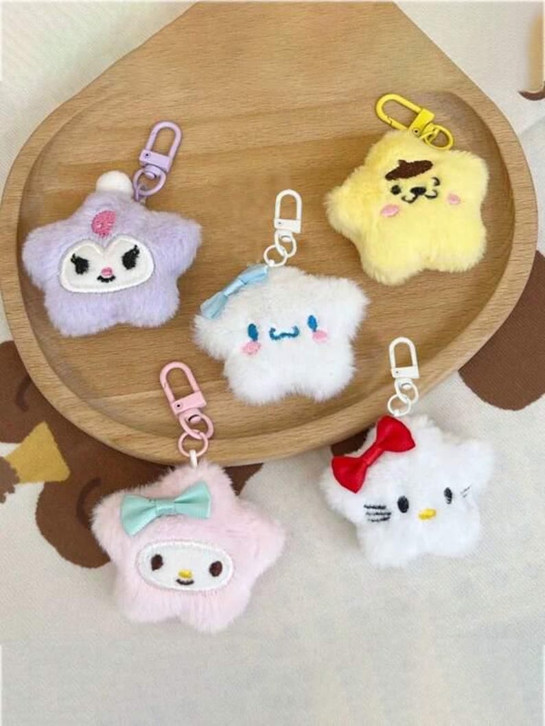 Sanrio Cartoon Hello Kitty Little Star Plush Keychains Pendant ...