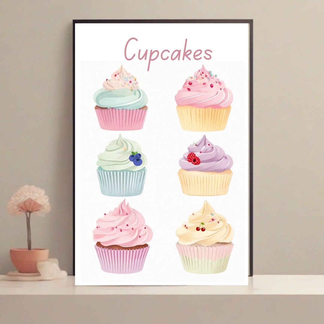 Cupcakes Wall Art, Digital Printable, Cupcakes Poster, Kitchen Art ...