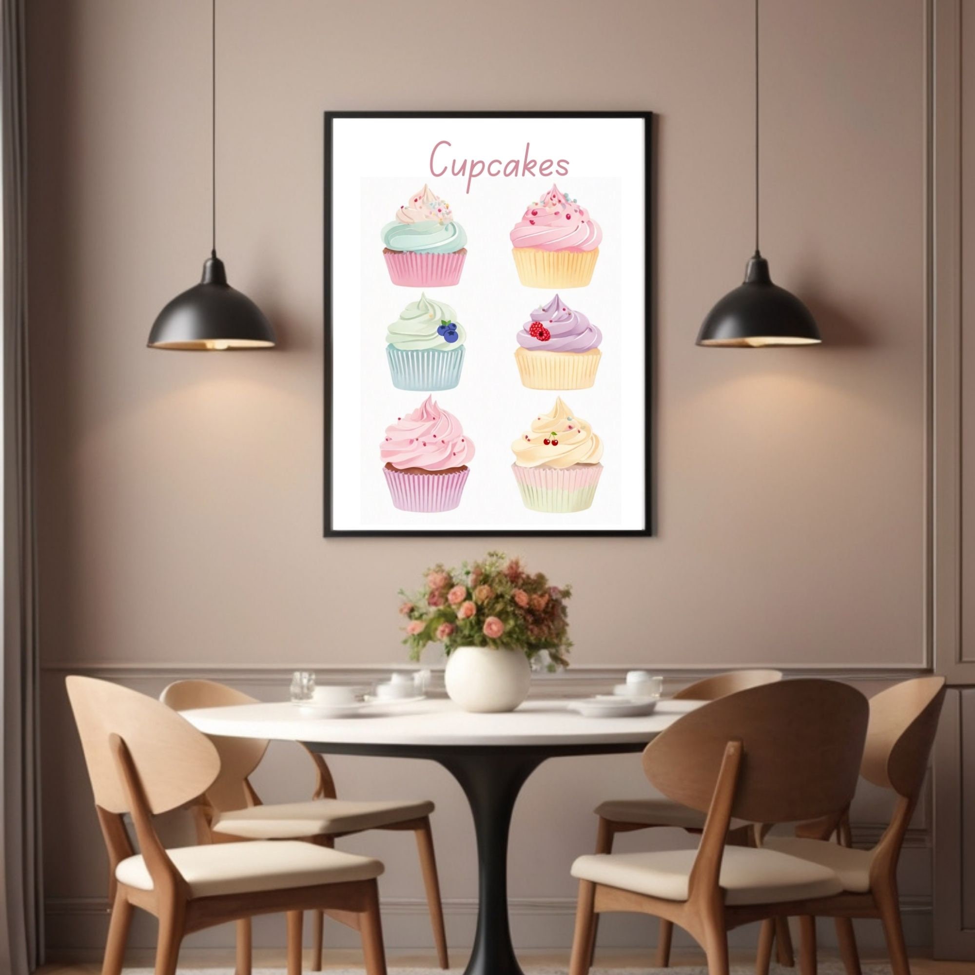 Cupcakes Wall Art, Digital Printable, Cupcakes Poster, Kitchen Art ...
