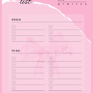 Daily to Do List Printable Minimal Pink Planner Coquette - Etsy