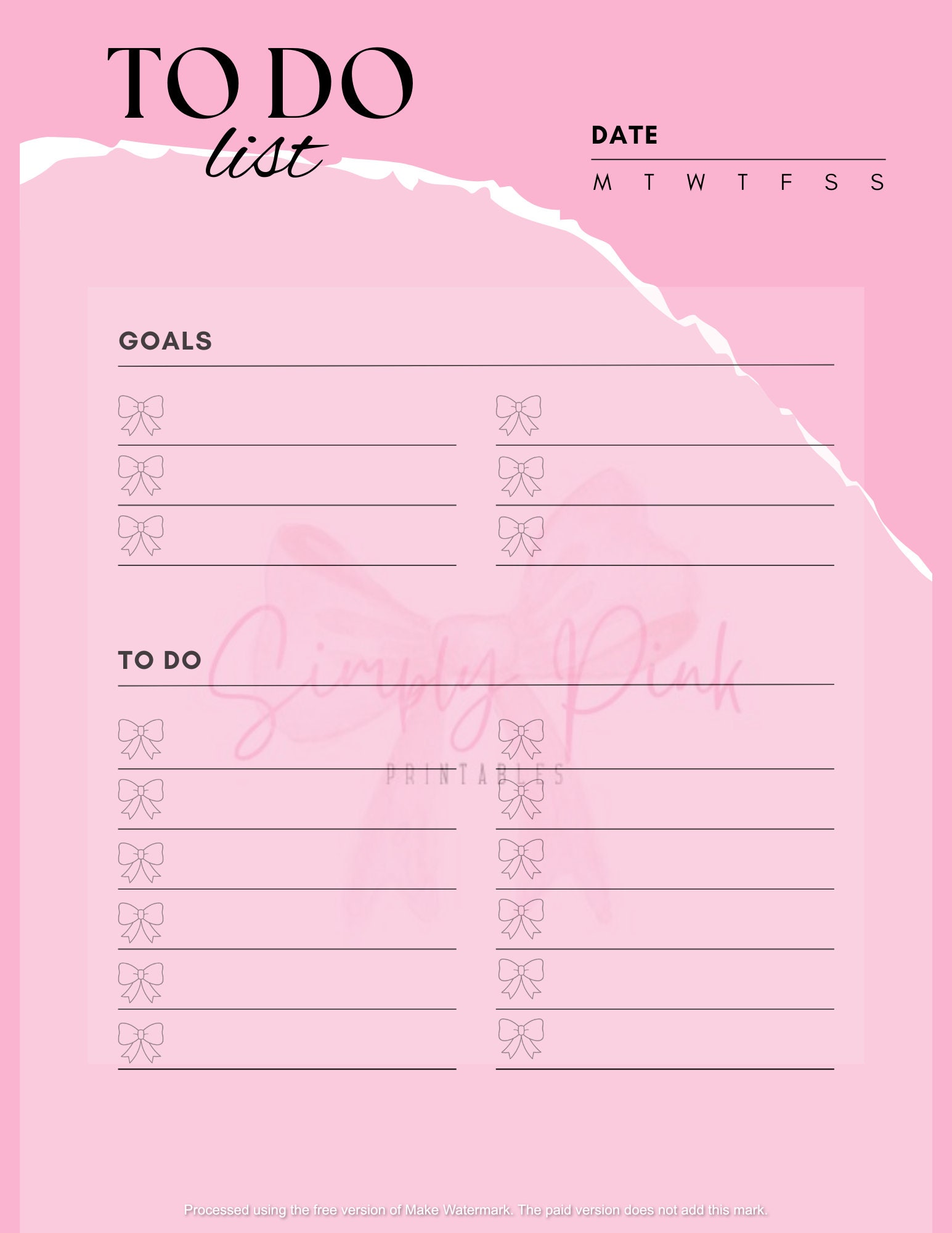 Daily to Do List Printable Minimal Pink Planner Coquette - Etsy