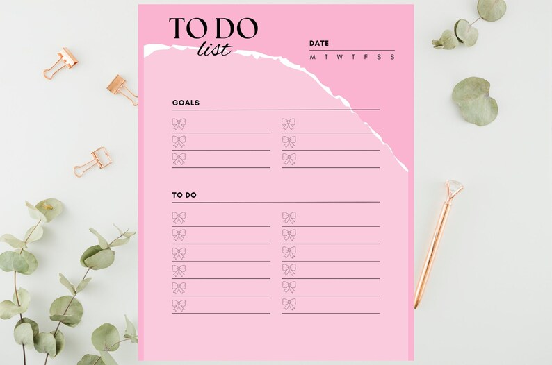 Daily to Do List Printable Minimal Pink Planner Coquette - Etsy