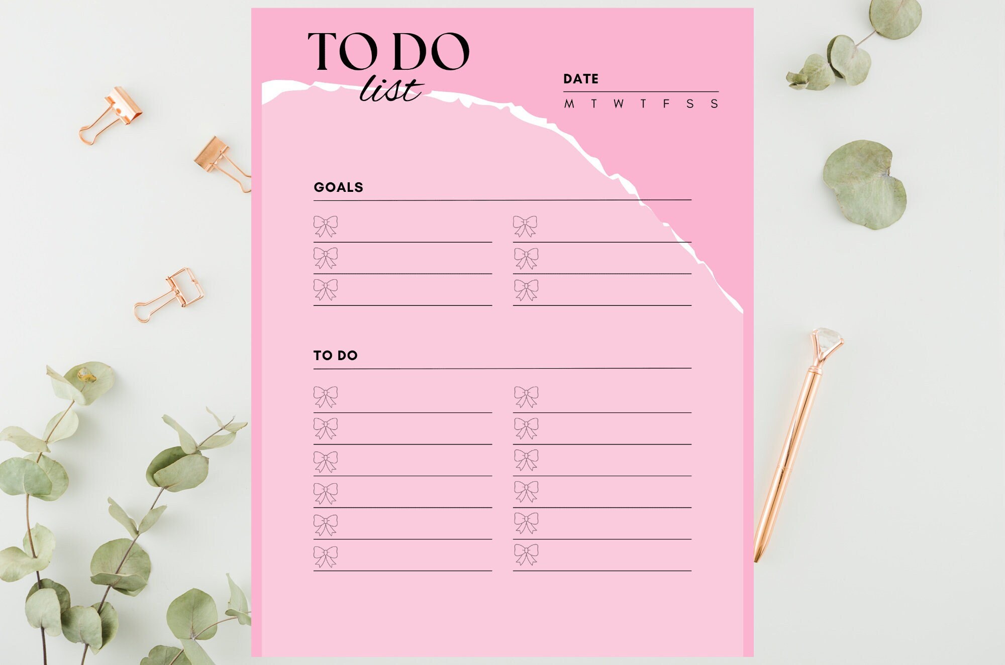 Daily to Do List Printable Minimal Pink Planner Coquette - Etsy