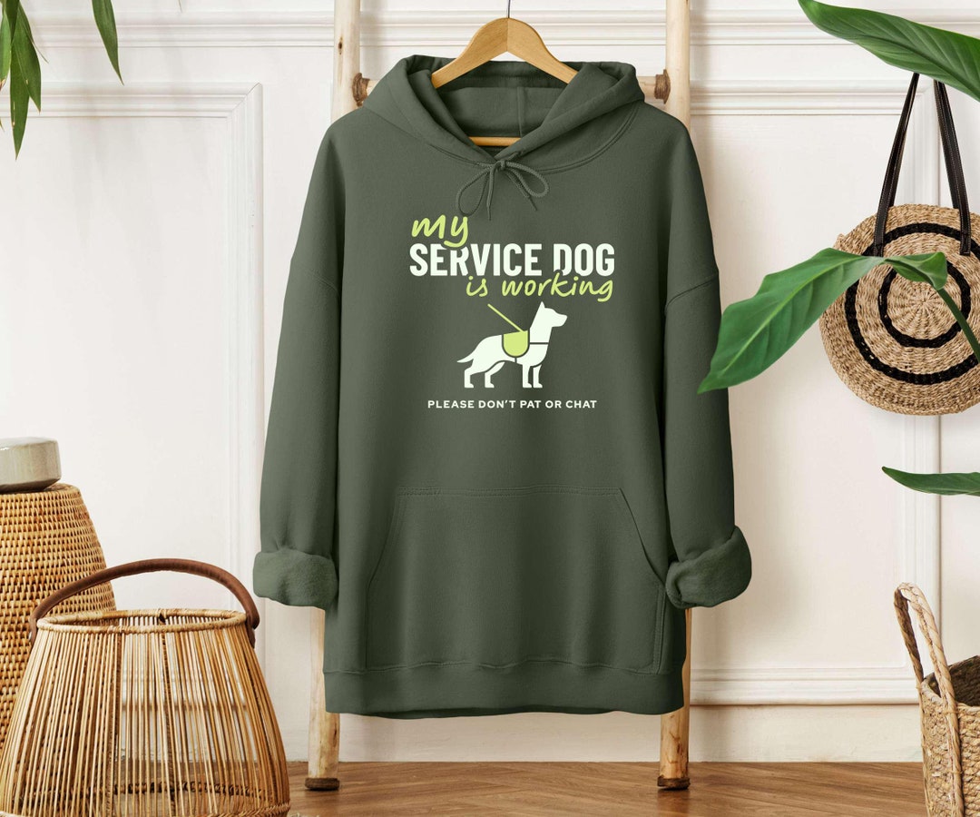 Educational Service Dog Print Hoodie, Caution Sign Jumper for ...