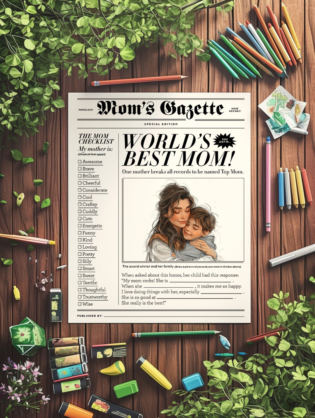Mother's Day Newspaper, Mother's Day Gift, Mother's Day Digital ...