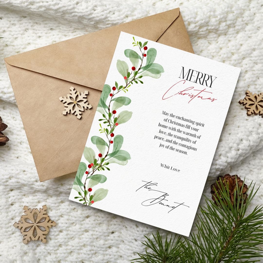 Editable Template Postcard Simple Christmas Card Customization ...