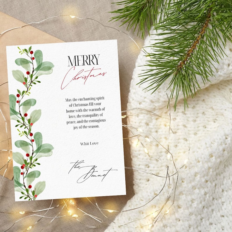 Editable Template Postcard Simple Christmas Card Customization ...