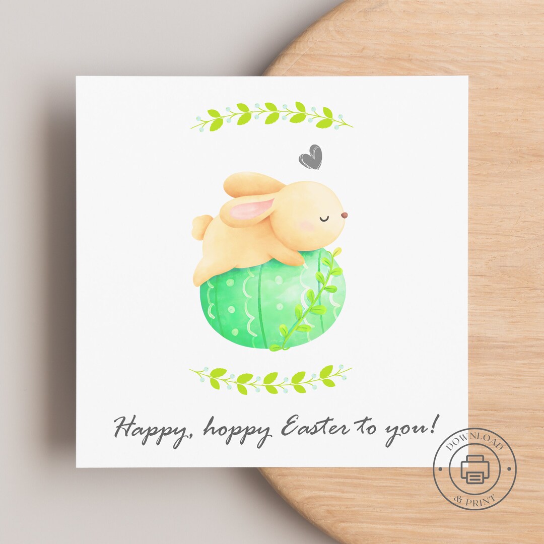 Printable Card, Easter Card, Happy Easter Card, Simple Easter Card ...