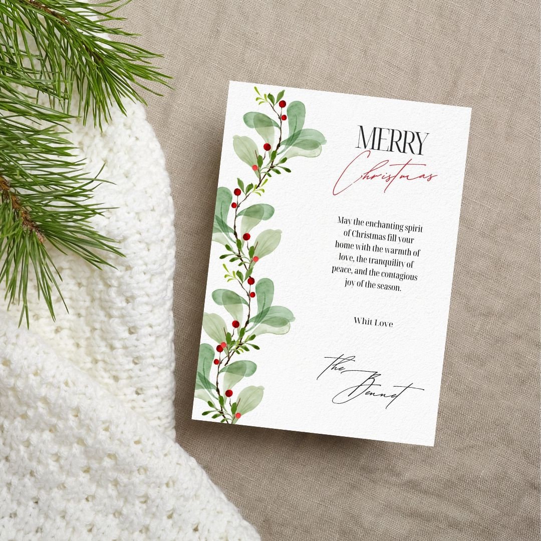 Editable Template Postcard Simple Christmas Card Customization ...