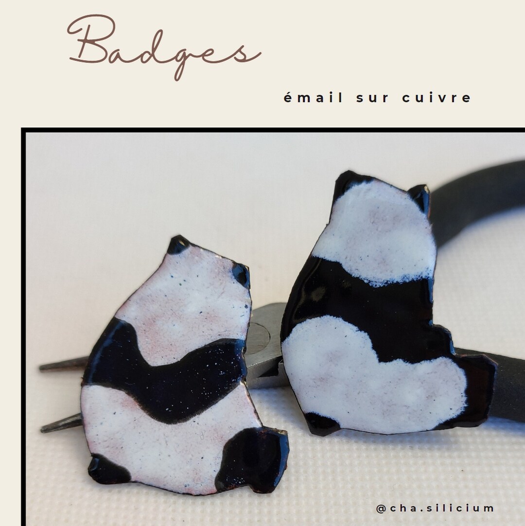 Enamel Panda Badges on Copper - Etsy