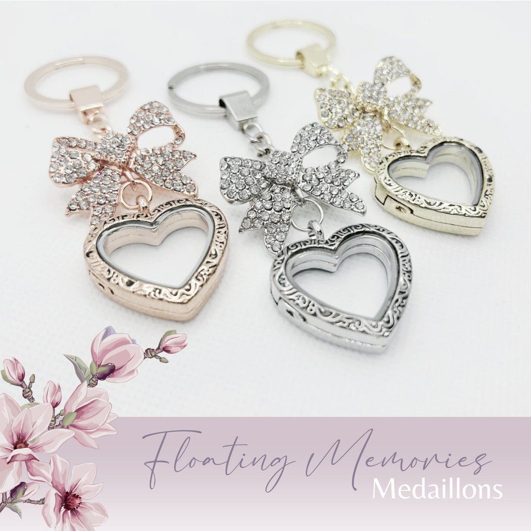 Keychain Heart Floating Memories Locket, Wedding Jewelry, Charms ...