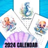 Watercolor Animals Calendar 2024,desk Calendar,2024 Calendar Printable ...
