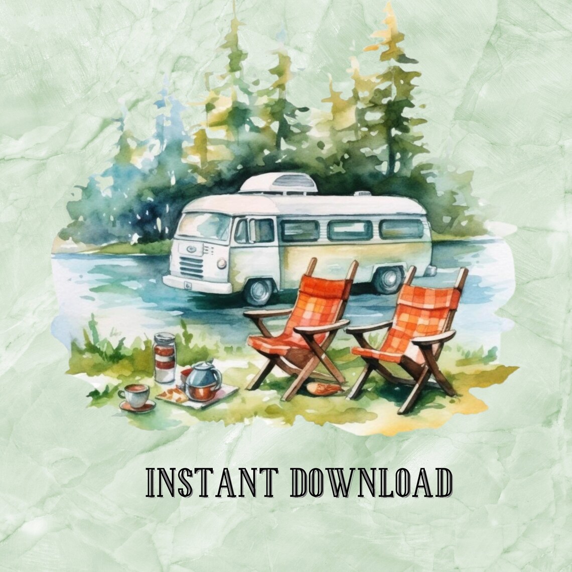 Campervan Clipart,watercolor Clipart Camping,clipart Campervan ...