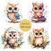 Watercolor Baby Owl PNG Bundle,cute Owl Png,cute Bird Nursery Png,cute ...