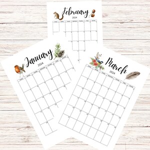 Watercolor Animals Calendar 2024,desk Calendar,2024 Calendar Printable ...