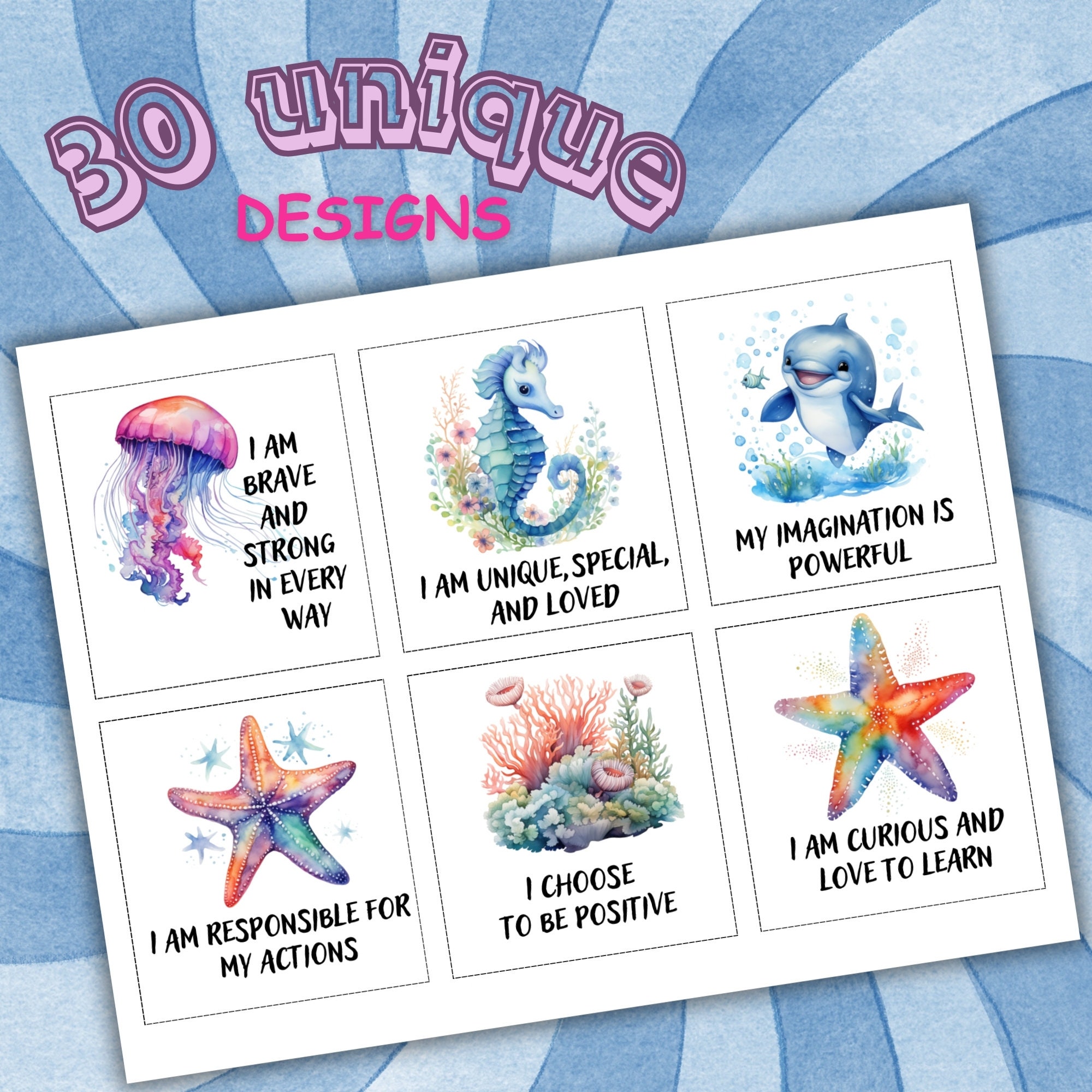 30 Kids Affirmation Cards Printable,positive Affirmation Cards for Kids ...