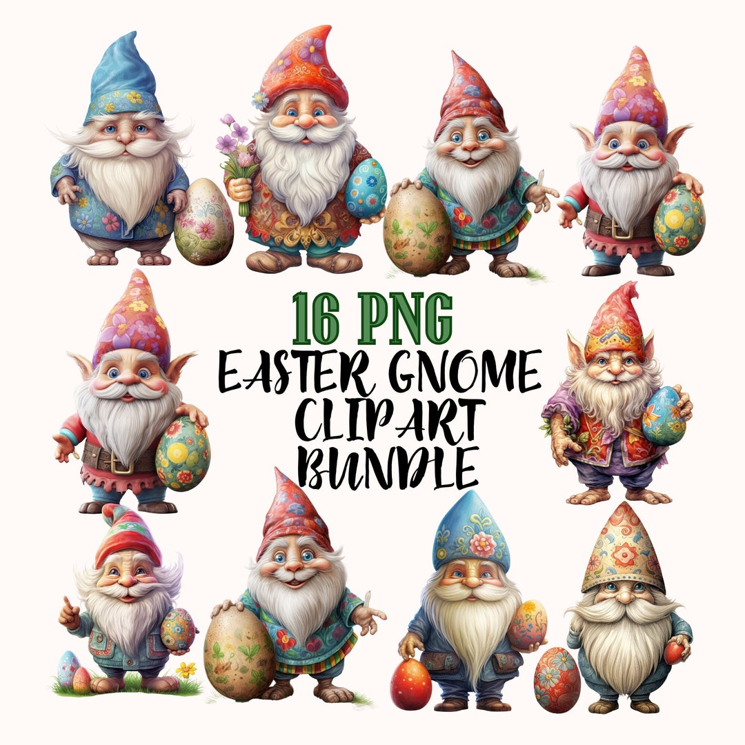 Easter Gnomes Clipart Bundle,watercolor Easter Clipart,watercolor Gnome ...