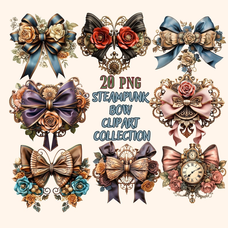 Steampunk Bow,bow Clipart,bow Clipart,bows Clipart,bow Watercolor Clipart,watercolor Bow Png ...
