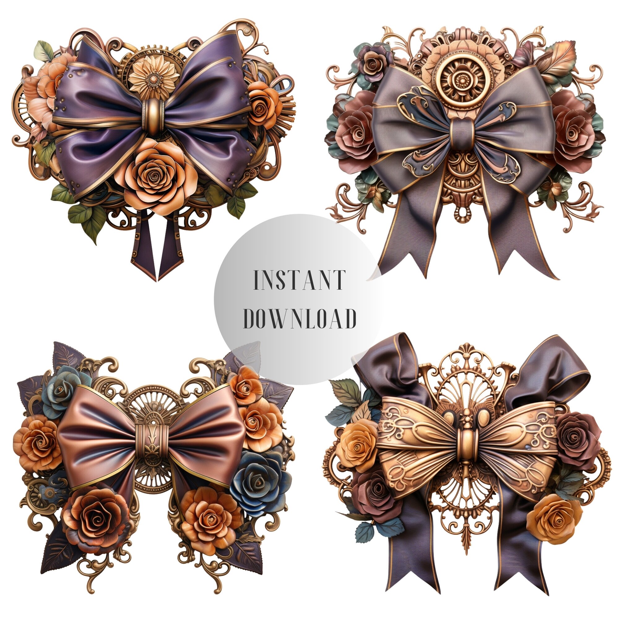 Steampunk Bow,bow Clipart,bow Clipart,bows Clipart,bow Watercolor Clipart,watercolor Bow Png ...