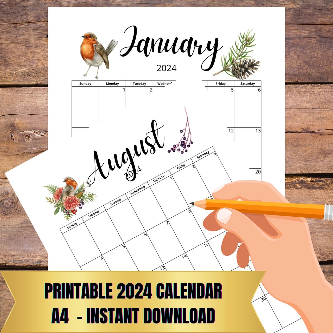 Watercolor Animals Calendar 2024,desk Calendar,2024 Calendar Printable ...