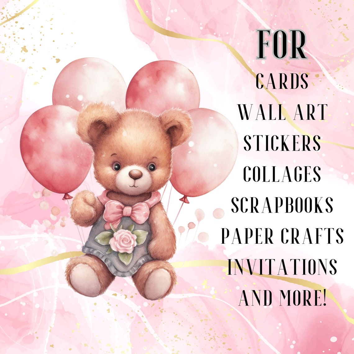 Watercolor Teddy Bear Clipart,birthday Bear Clipart,teddy Bear Birthday ...