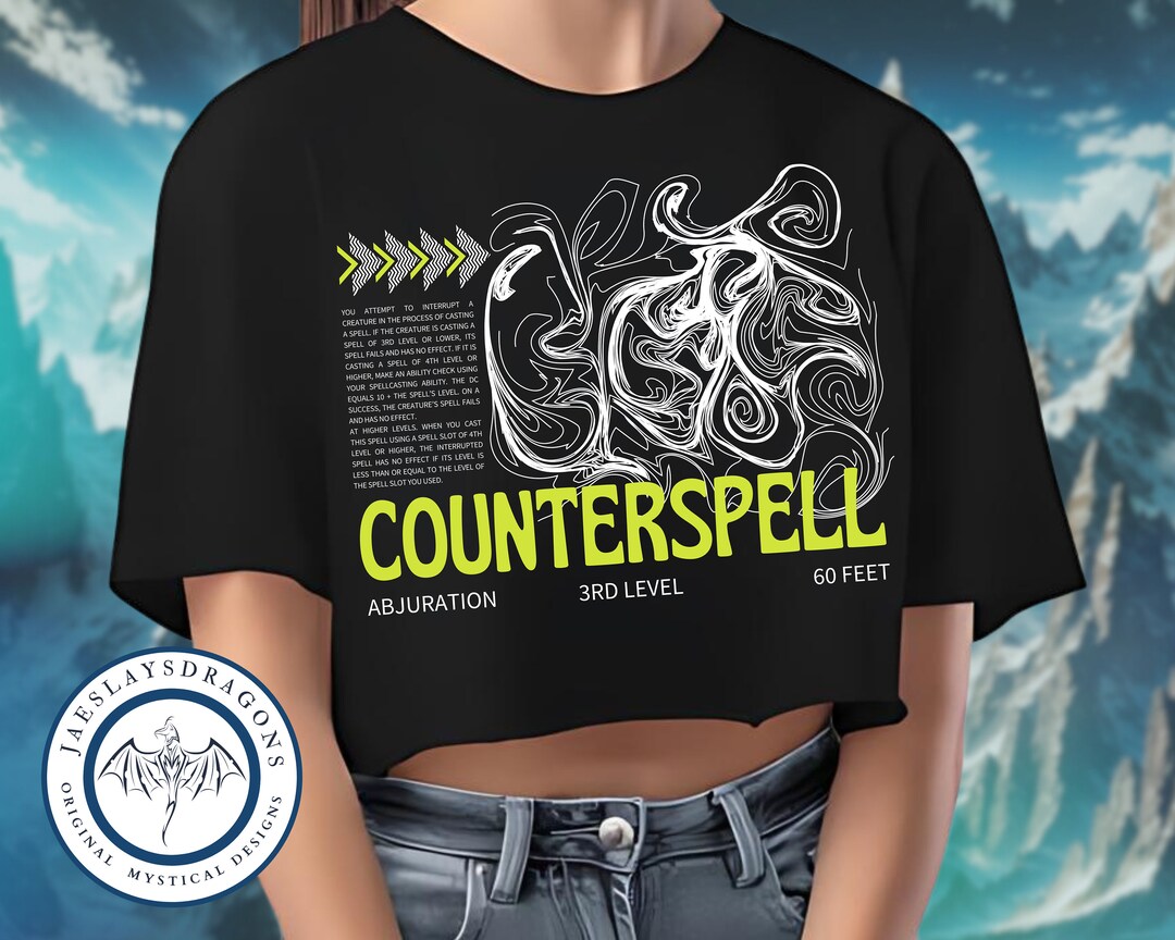 Counter Spell Crop Top D20 Dice Dnd Tshirt Gift for DM Dungeons ...