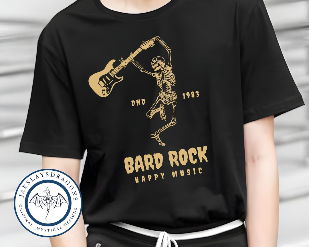 Bard Rock Skeleton With Guitar Dnd Dice D20 Dice Dnd Tshirt Funny Dnd ...