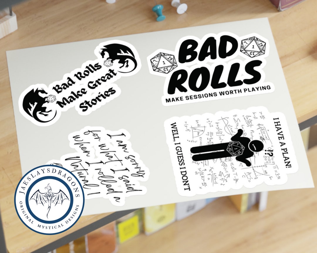 Bad Rolls Sticker Sheets Dnd Stickers Nat 1 Dungeons and Dragons ...