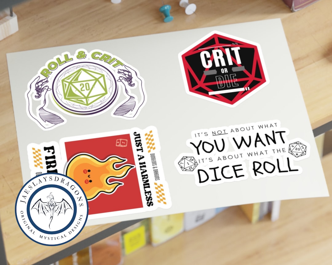 Dnd 7 Sticker Sheets Dnd Stickers Nat 1 Dungeons and Dragons Sticker ...