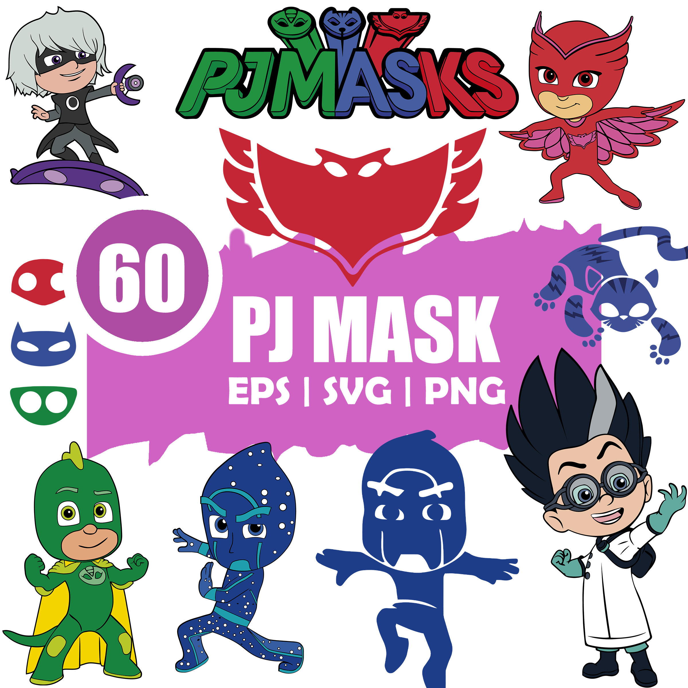 Power Heros Wall Sticker Pack, PJ Masks Wall Sticker, PJ Masks Wall ...