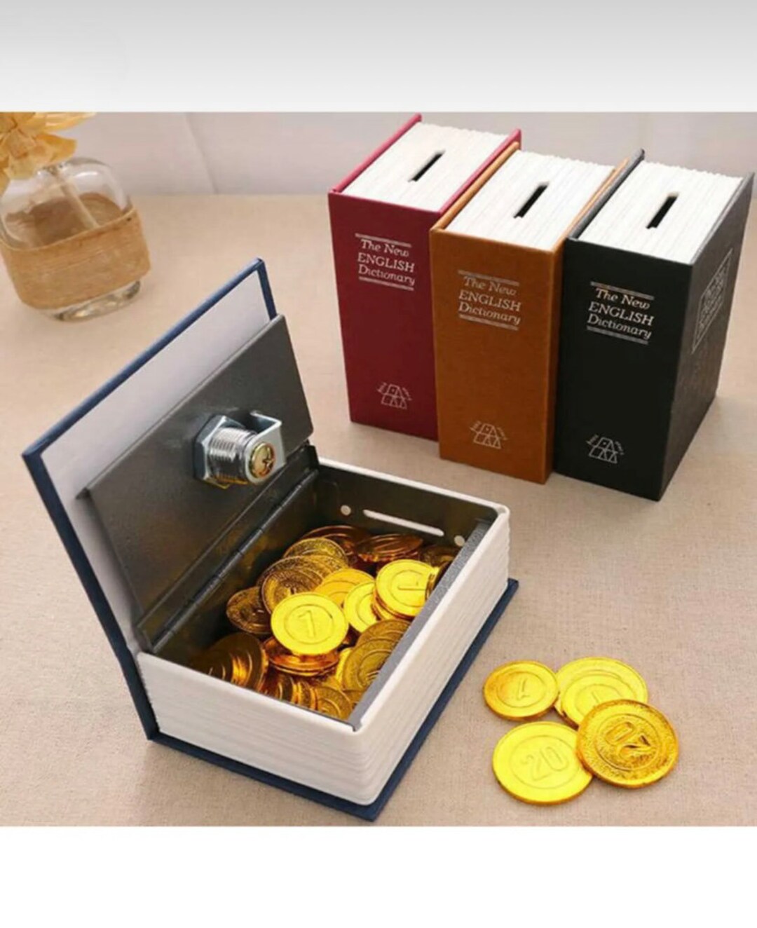 Steel Book-looking Locked Piggy Bank, Book Piggy Bank, Hidden Piggy ...