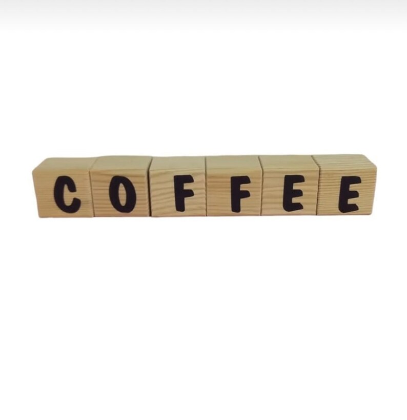 Love Coffee Wood Decor Cub, Coffee Decor Cub, Love Decor Cub, Wood Cub ...