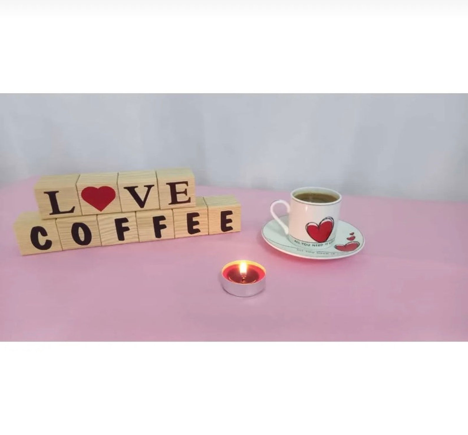 Love Coffee Wood Decor Cub, Coffee Decor Cub, Love Decor Cub, Wood Cub ...