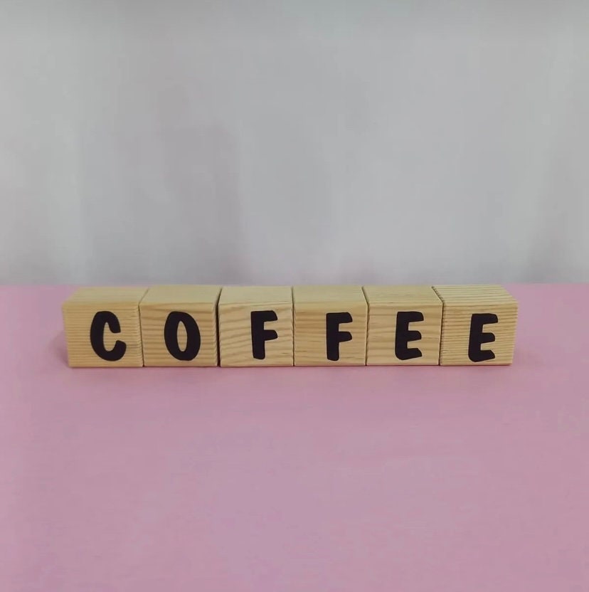 Love Coffee Wood Decor Cub, Coffee Decor Cub, Love Decor Cub, Wood Cub ...