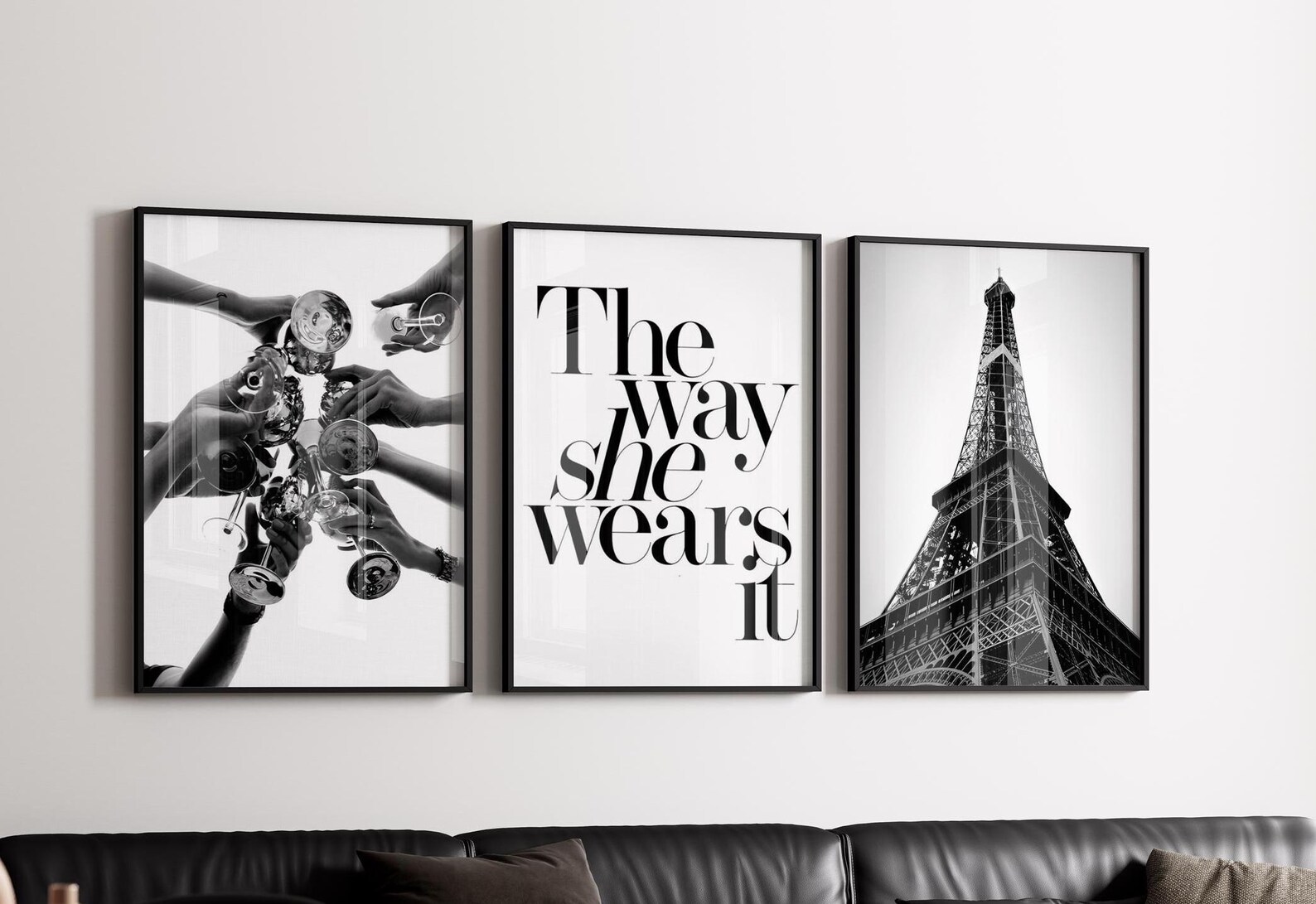 Bundle of 9 Luxury Posters Designer Wall Art Canvas Black and White ...