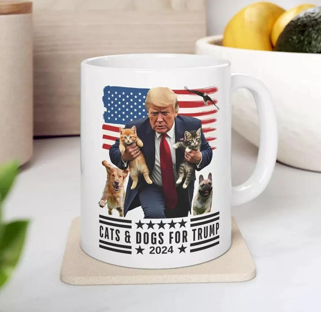 Funny Donald Trump 2024 Mug Cats and Dogs & Trump MAGA Coffee Mug, Mug ...